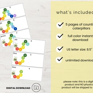 Printable Caterpillar Counting Activity - Etsy