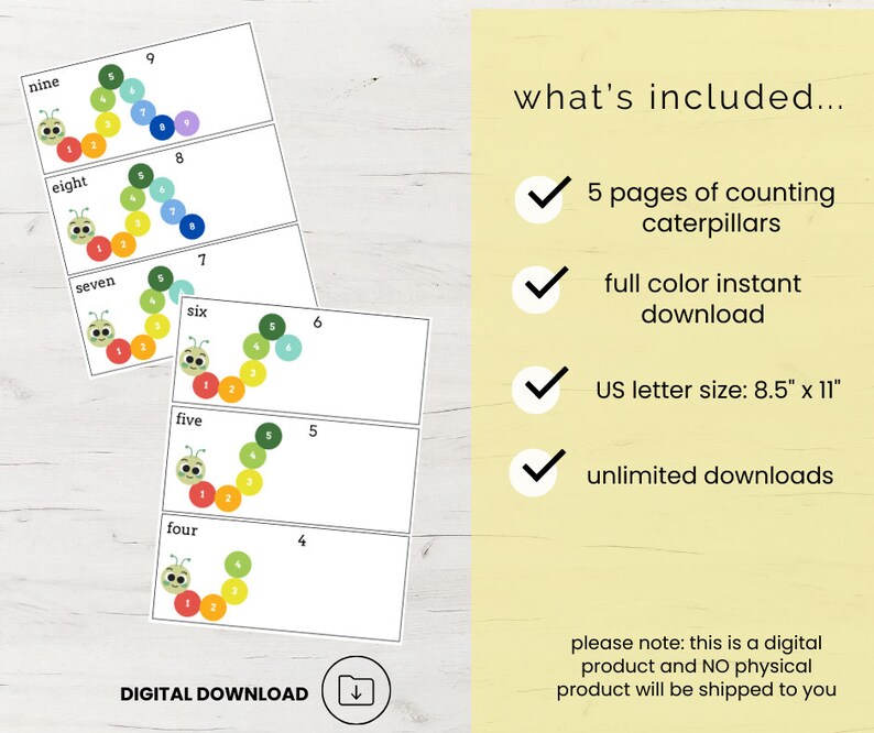 Printable Caterpillar Counting Activity - Etsy