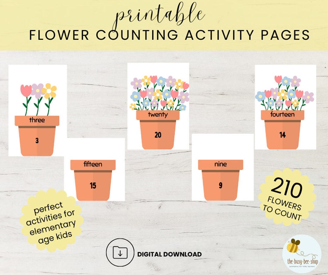 Printable Flower Pot Counting Activity - Etsy