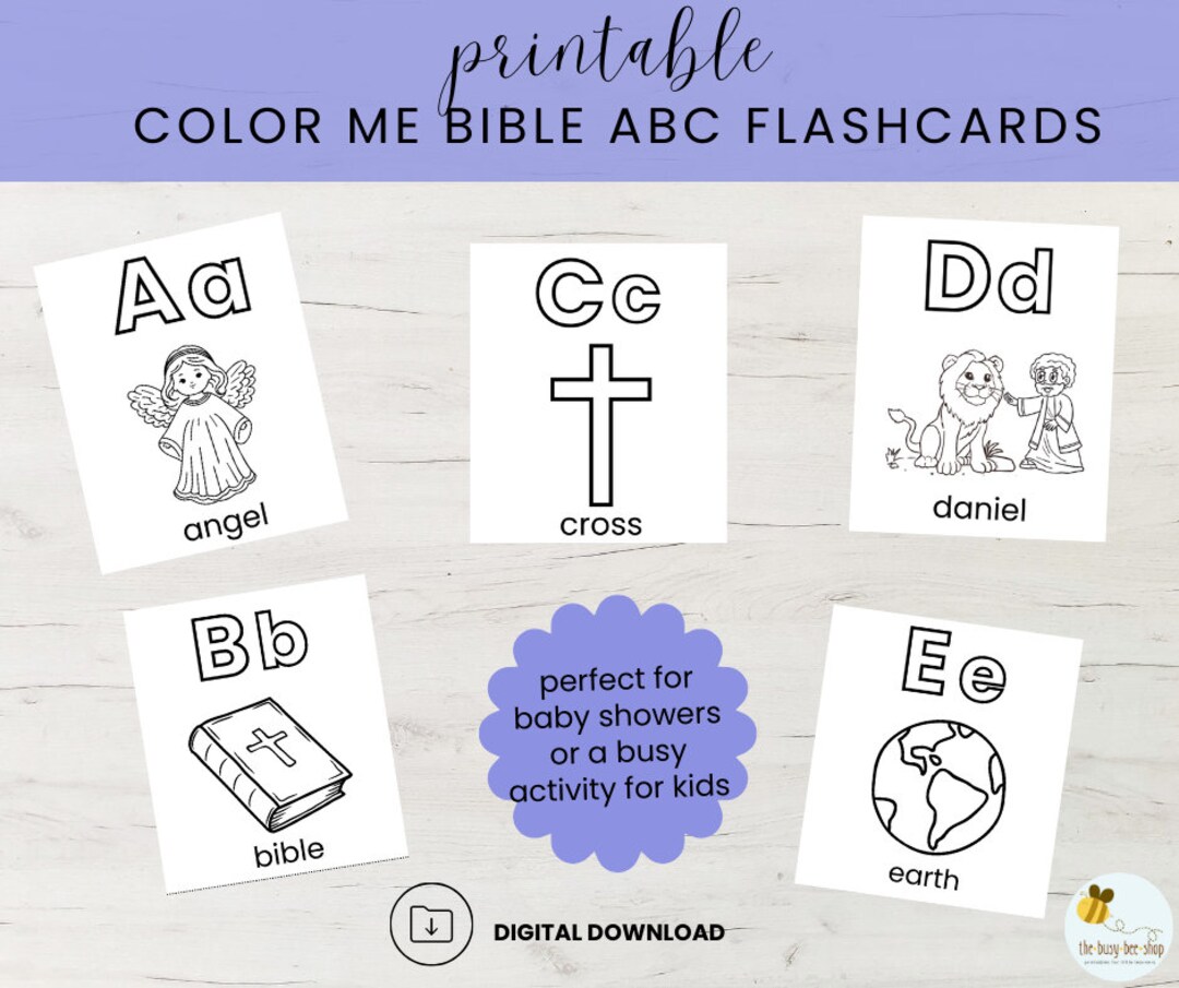 Color Me Bible ABC Flashcards Printable - Etsy