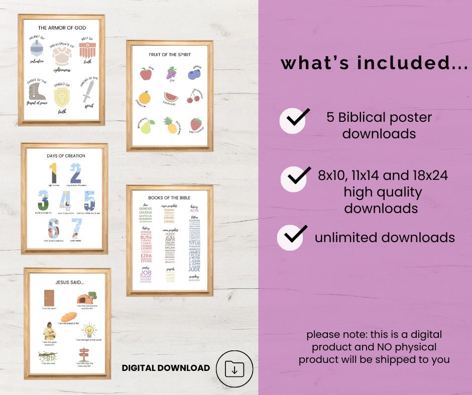 Biblical Kids Posters Printable - Etsy