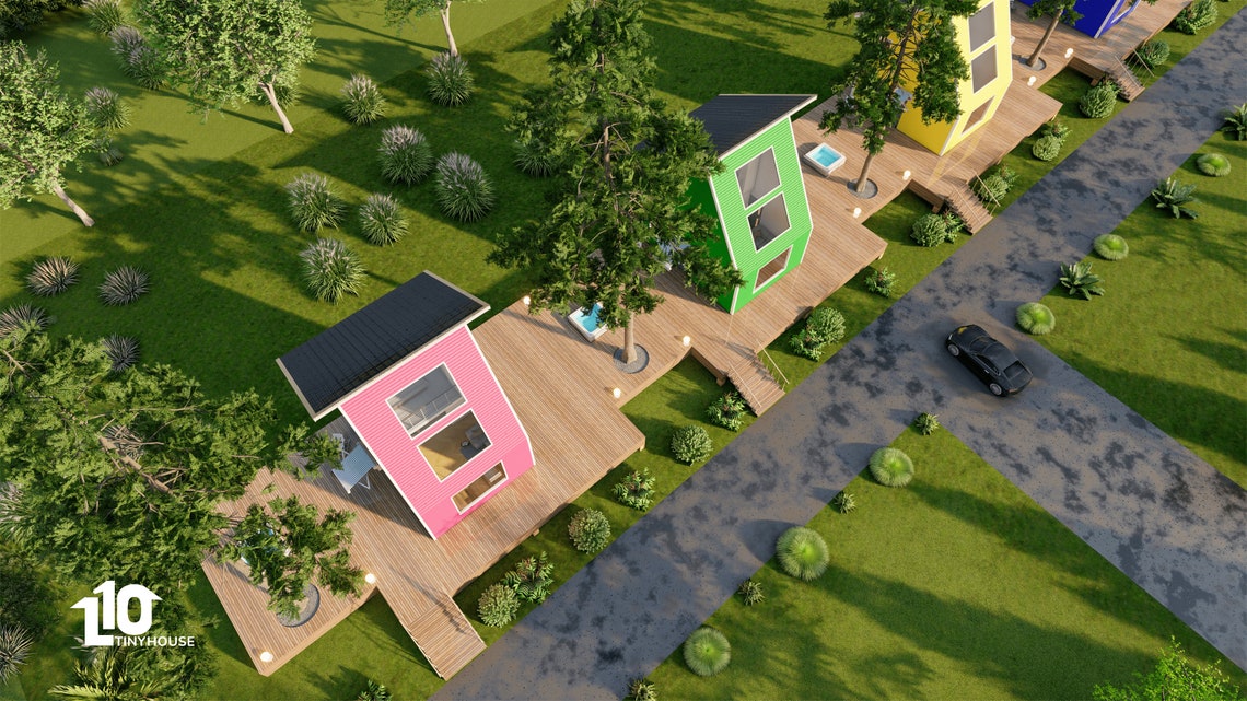 1 Bedroom Tiny House 30sqm Basic Floor Plan 4 Elevations 2 Sections ...