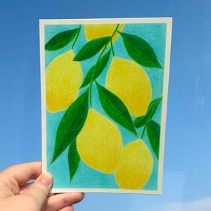 Hand-drawn A6 Lemon Tree Print - Etsy