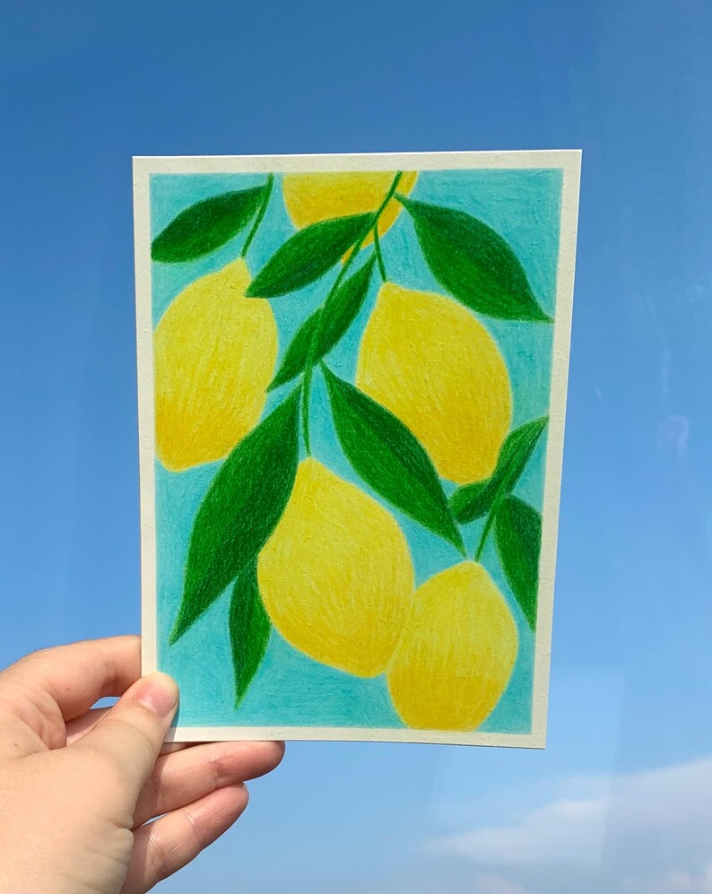 Hand-drawn A6 Lemon Tree Print - Etsy