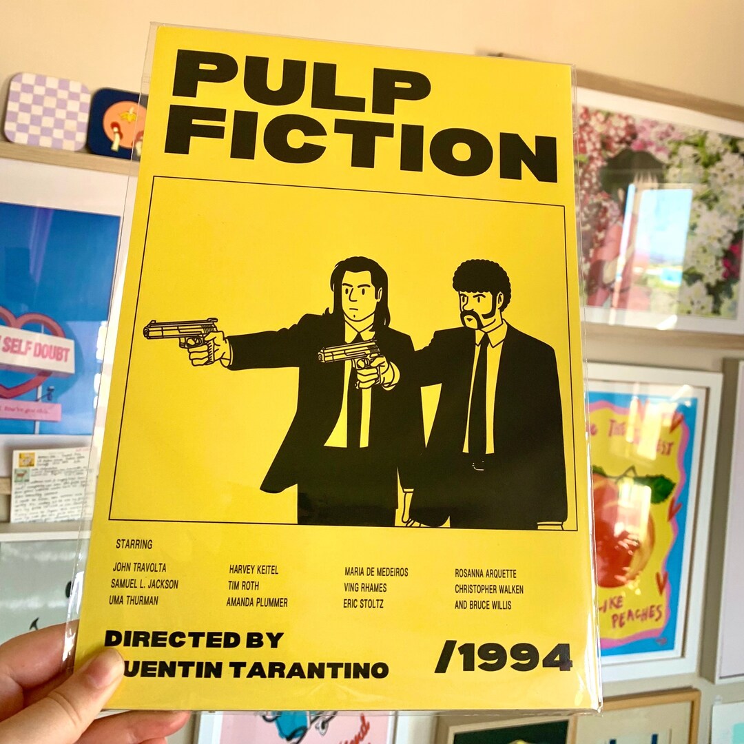 A4 Original Illustrated Pulp Fiction Movie Poster, Movie Art Print ...