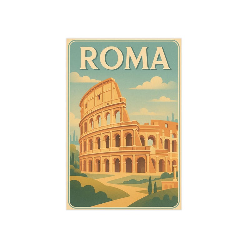Rome Vintage Postcard, Art Print, Travel Postcard, Colosseum, Travel ...