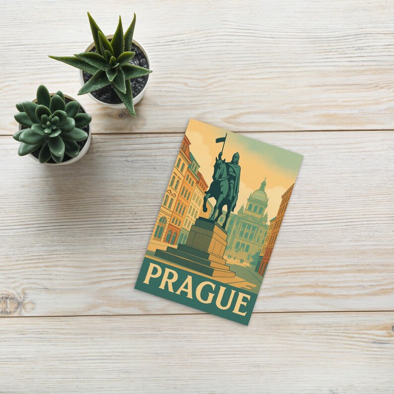 Prague Vintage Postcard, Art Print, Travel Postcard, Wenceslas, Travel ...