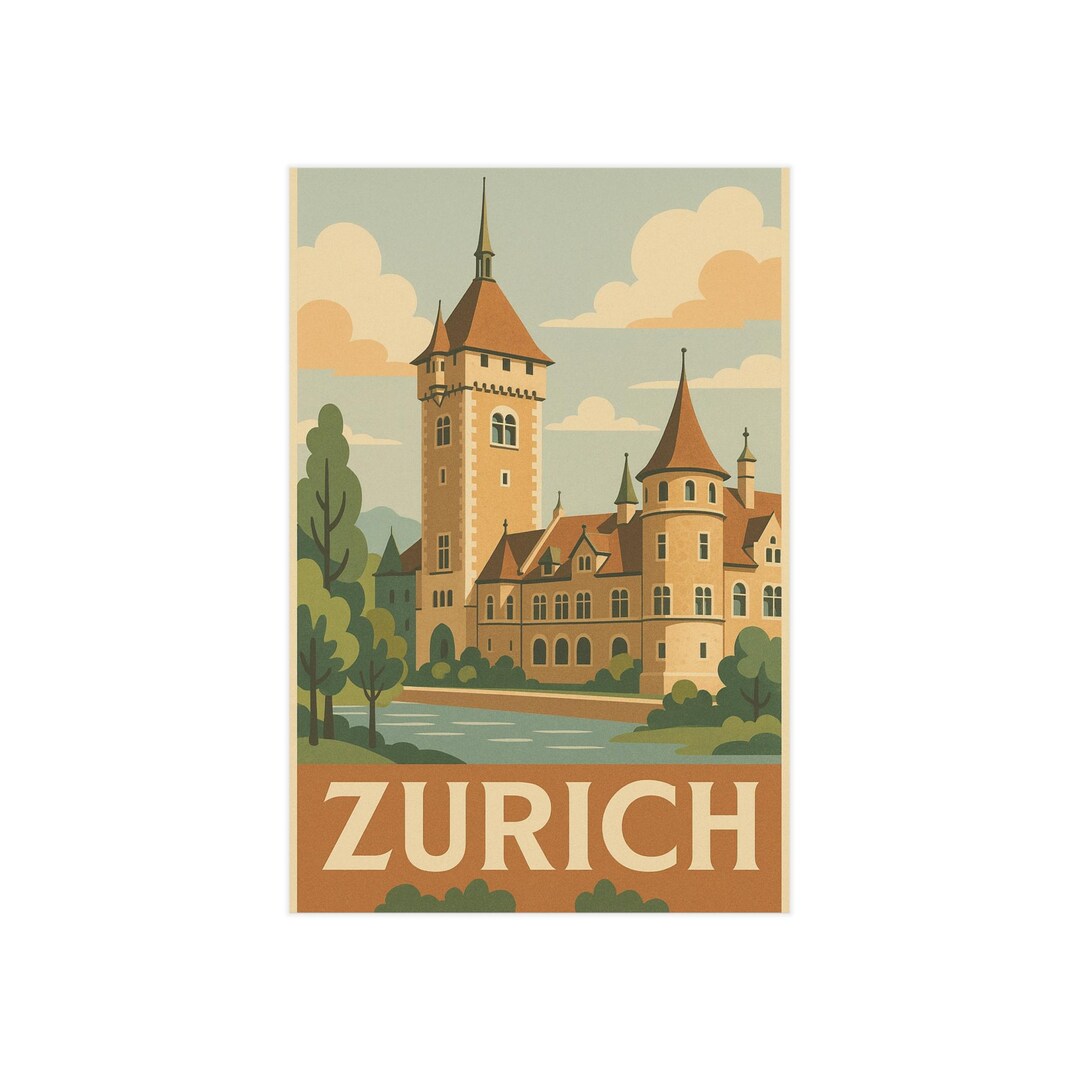 Zurich Vintage Postcard, Art Print, Travel Postcard, Swiss National ...