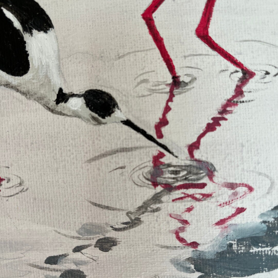 Crane, Original Acrylic Hand Painted, 9 X 12 - Etsy