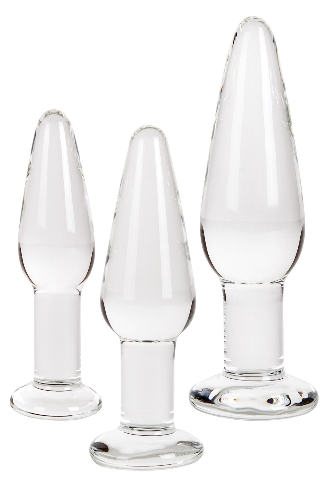 A Complete Pack of 3 Transparent Glass Plugs Specially Designed for Anal Stimulation, Butt Plugs ...