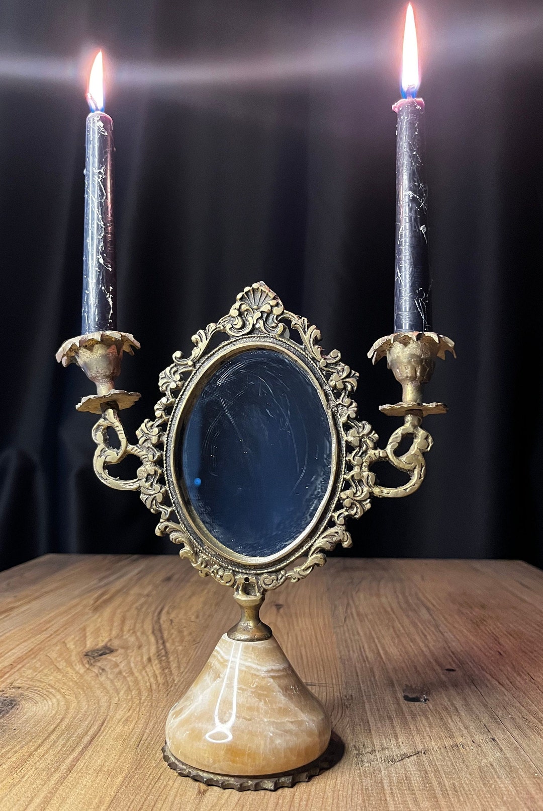 Antique Mirrored Candlestick, Vintage Candlestick Nostagic Mirrored ...