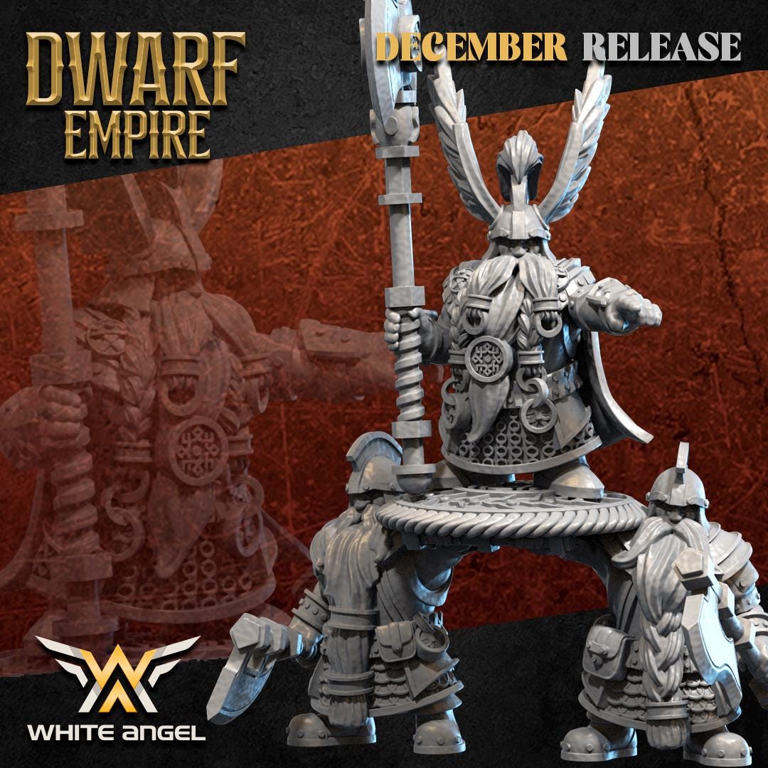 Dwarf King or Battle Standard Bearer on Shield Bearers White Angel ...