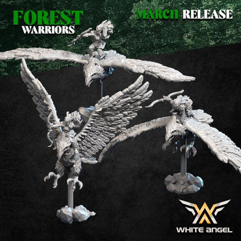 Ancestral Eagle Riders White Angel Miniatures Wood Elf Warhawk Riders ...