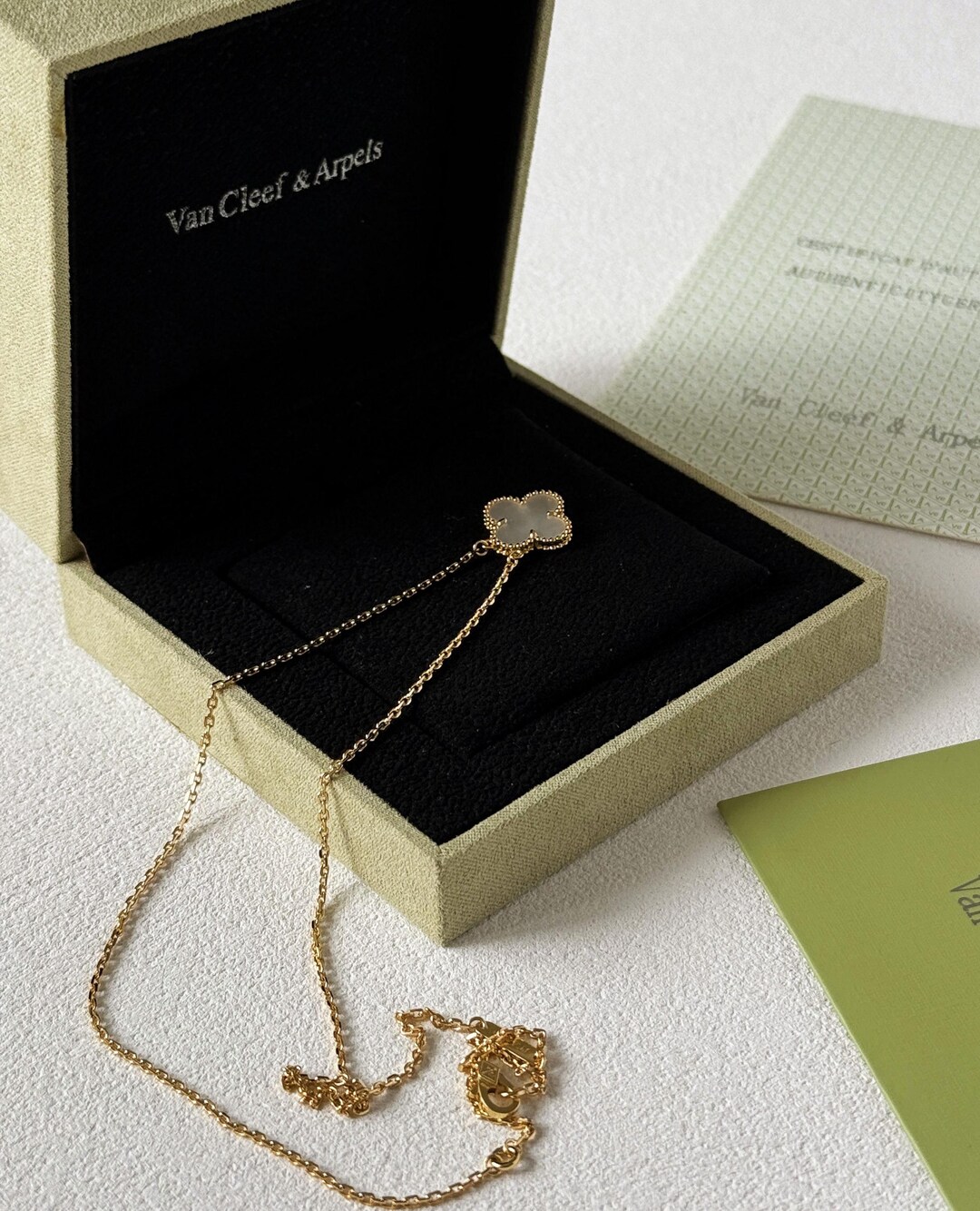 VCA 18K Yellow Gold White Clover Necklaces - Etsy
