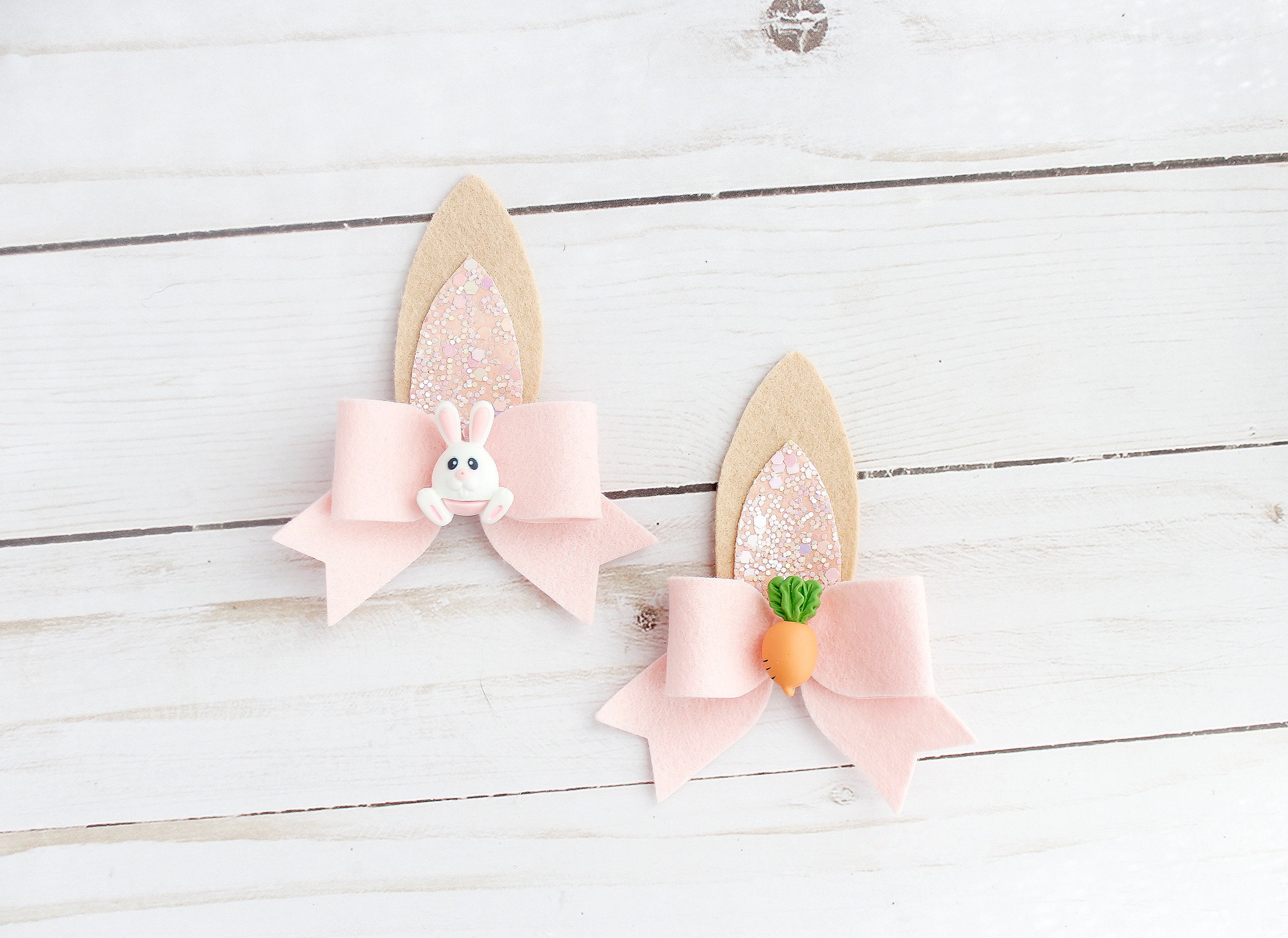 Easter Bunny Bows Felt Hair Bows Bunny Bows Pig Tail Set - Etsy UK