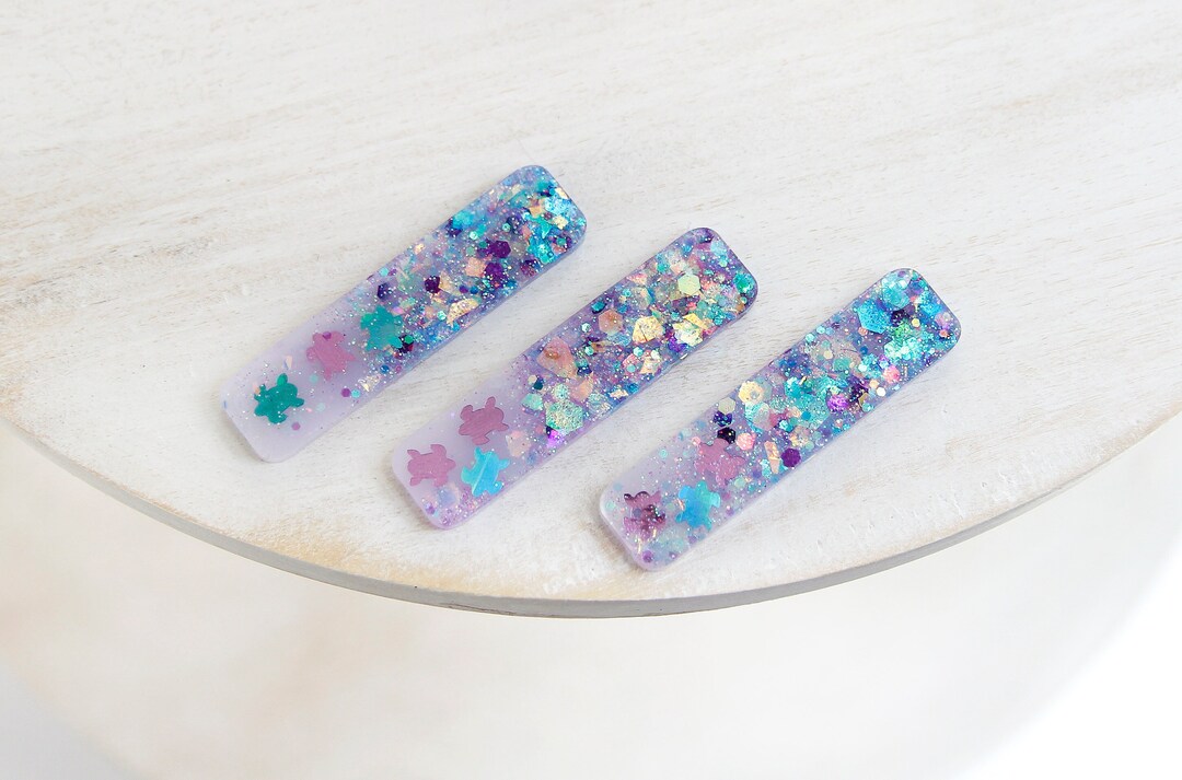 Ocean Turtle Resin Hair Clips, Glitter Hair Clips, Toddler Hair Clips ...