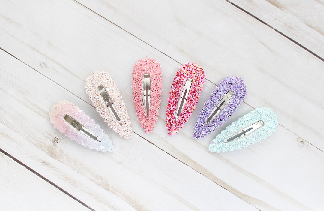 Pastel Glitter Snap Hair Clips, Hair Clips, Toddler Clips, Big Girl ...