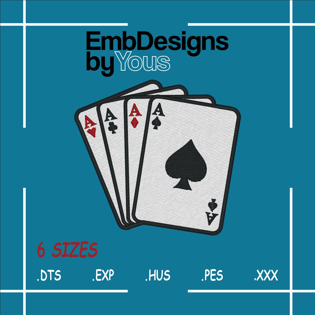 Poker Cards Embroidery Design, Embroidery Machine, Digital File ...