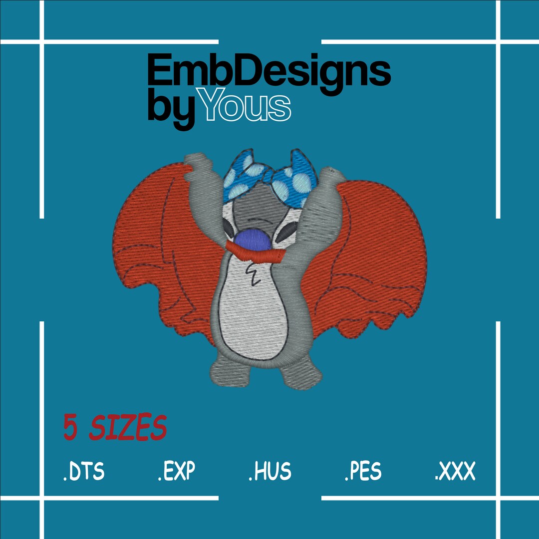 Cute Blue Little Monster Embroidery Design, Cartoon Character ...