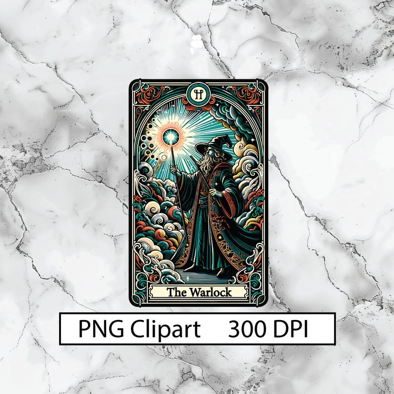 The Warlock Tarot Card PNG Witchcraft Sublimation Design Pagan Black ...