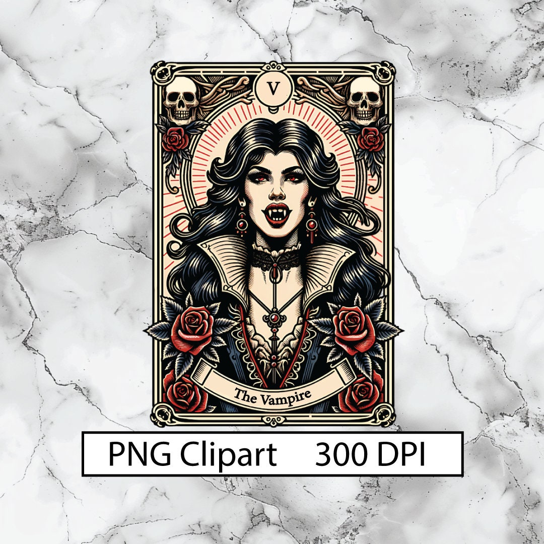 The Vampire Tarot Card PNG Werewolves Sublimation Design Gothic Tarot ...