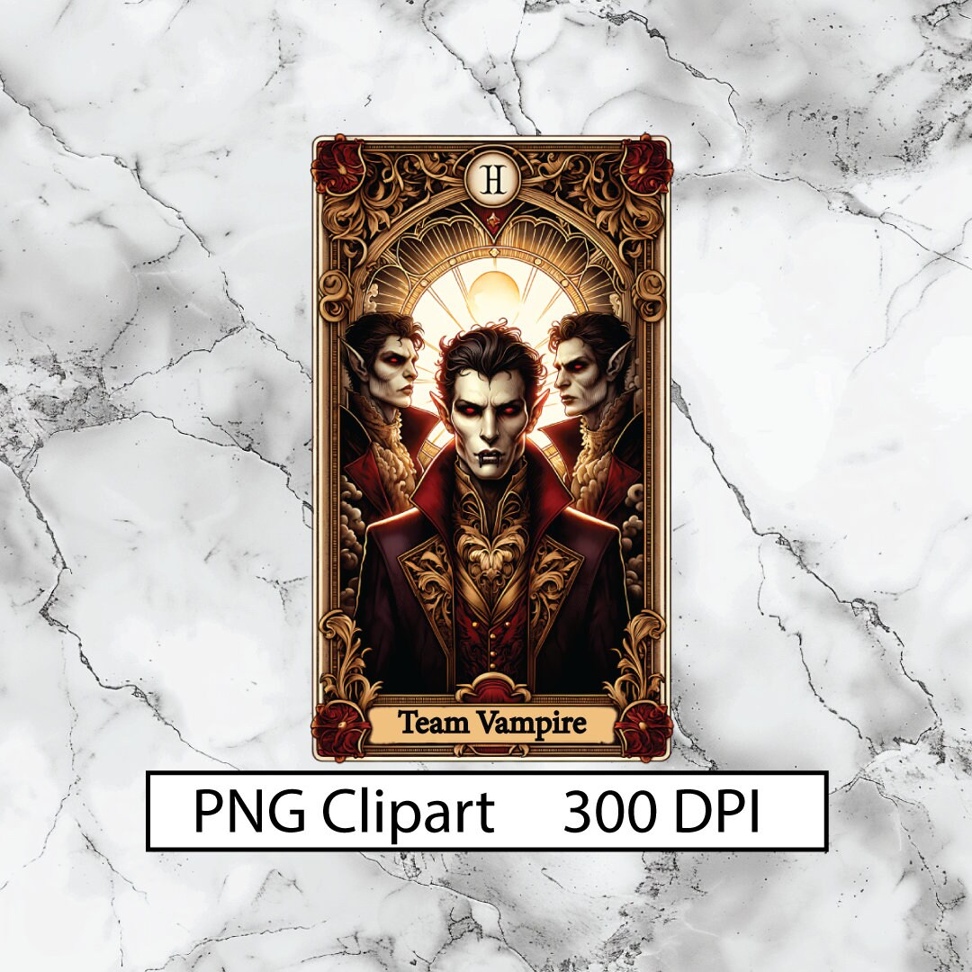 Team Vampire Tarot Card PNG Werewolves Sublimation Design Gothic Tarot ...
