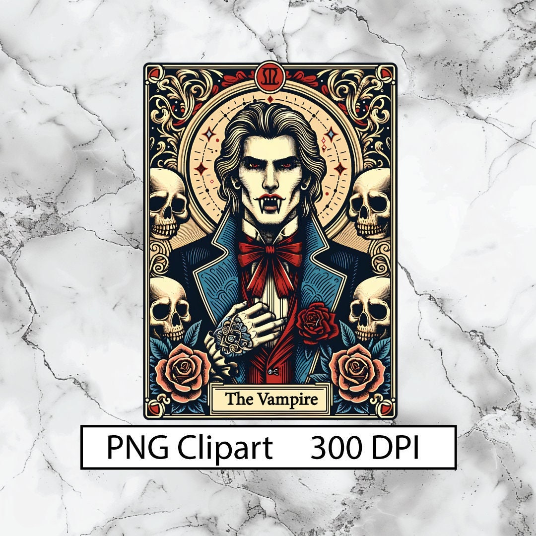 The Vampire Tarot Card PNG Werewolves Sublimation Design Gothic Tarot ...