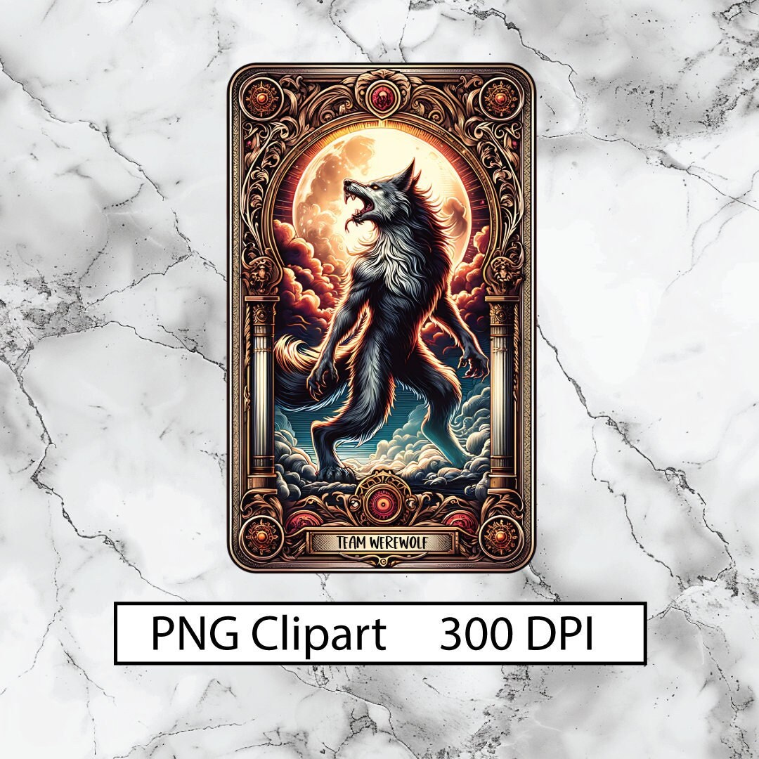 Team Werewolf Tarot Card PNG Werewolves Sublimation Design Gothic Tarot ...