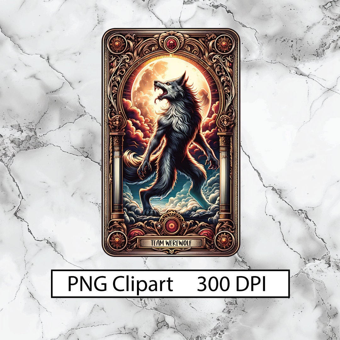 Team Werewolf Tarot Card PNG Werewolves Sublimation Design Gothic Tarot ...