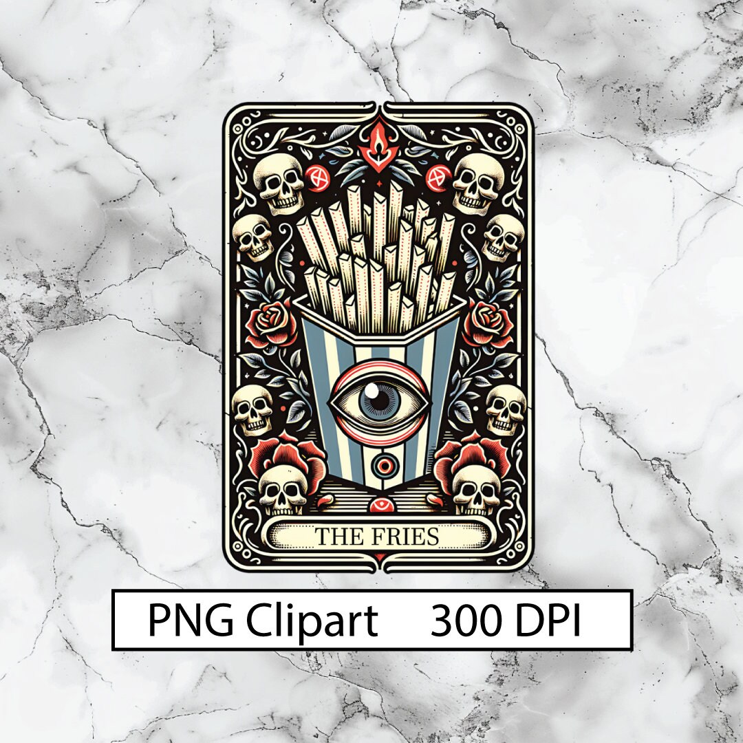 The Fries Funny Tarot Card PNG Junk Food Trendy Sublimation Design ...