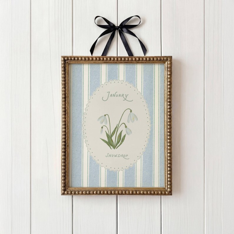 January Birth Flower, Snowdrop Flower Print, Vintage Botanical Art ...