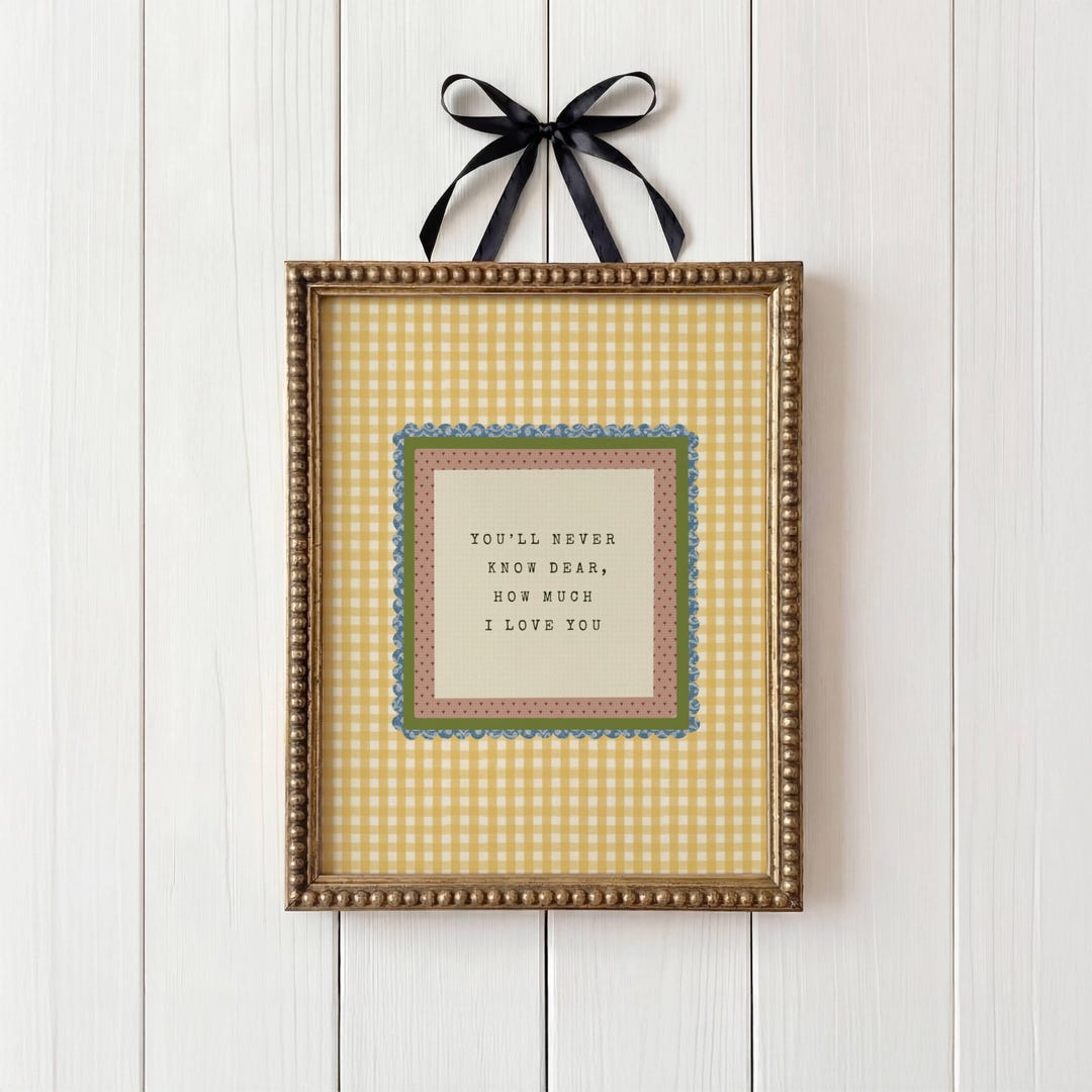 You'll Never Know Dear, Vintage Gingham Heart Love Quote Print ...