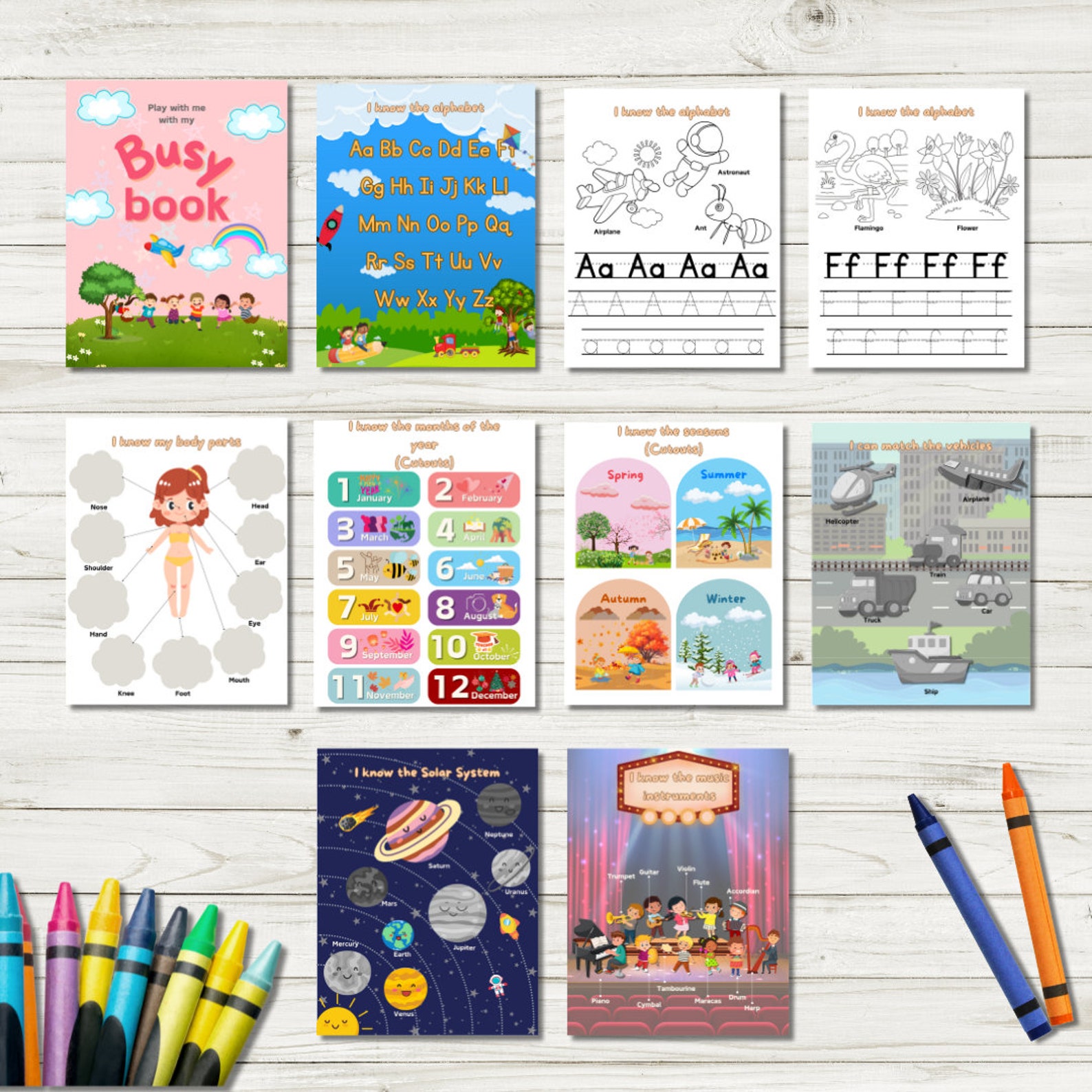 Printable Busy Books, Toddler Learning Binder, Preschool Activities ...