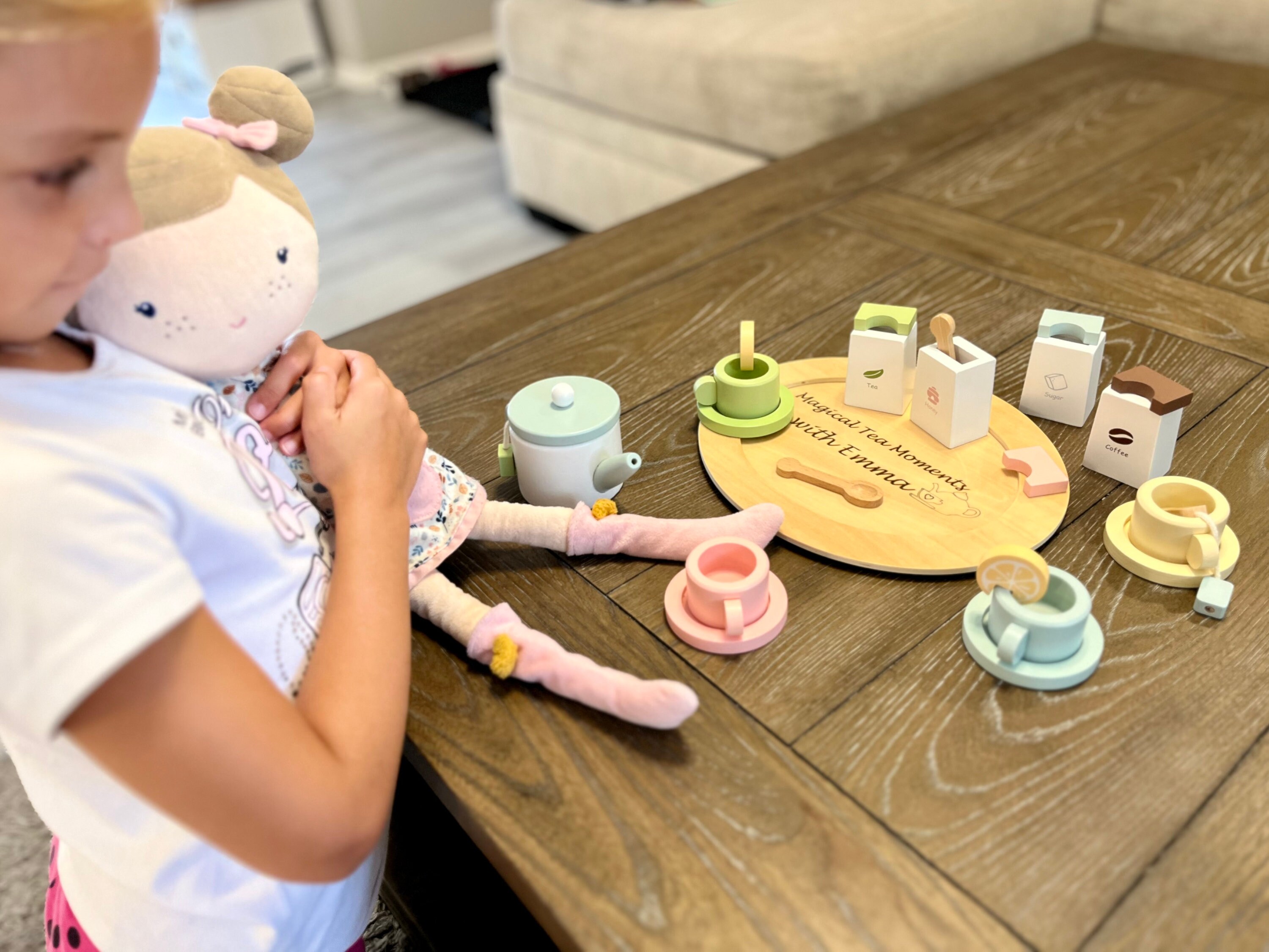 Personalized Wooden Afternoon Tea Play Set, Engraving, Pretend Tea ...