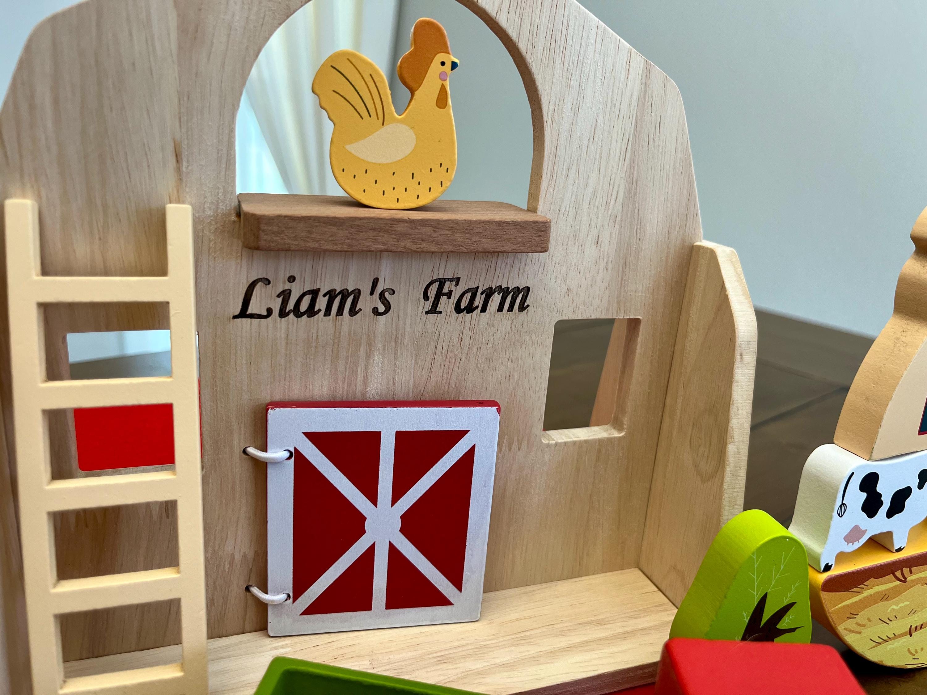 Personalized Wooden Barn Toy Bag Stacking Game Farm Toy Wooden Sorting ...