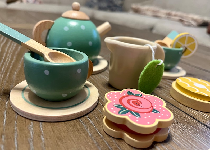 Personalized Wooden Tea Party Play Set, Custom Tea Set Toy, Gift for ...