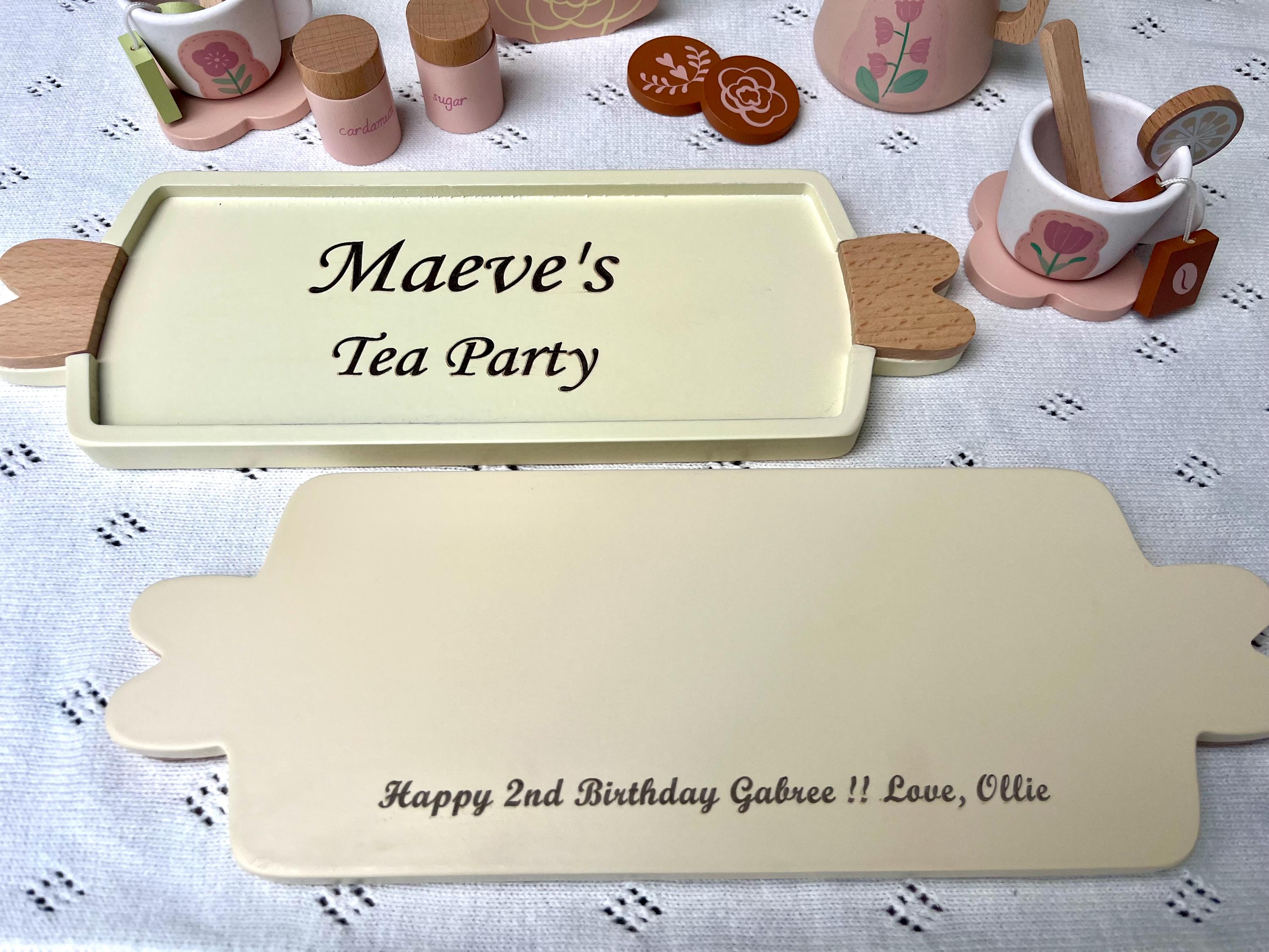 Personalized Wooden Tea Party Play Set, Custom Tea Set Toy for Toddlers ...