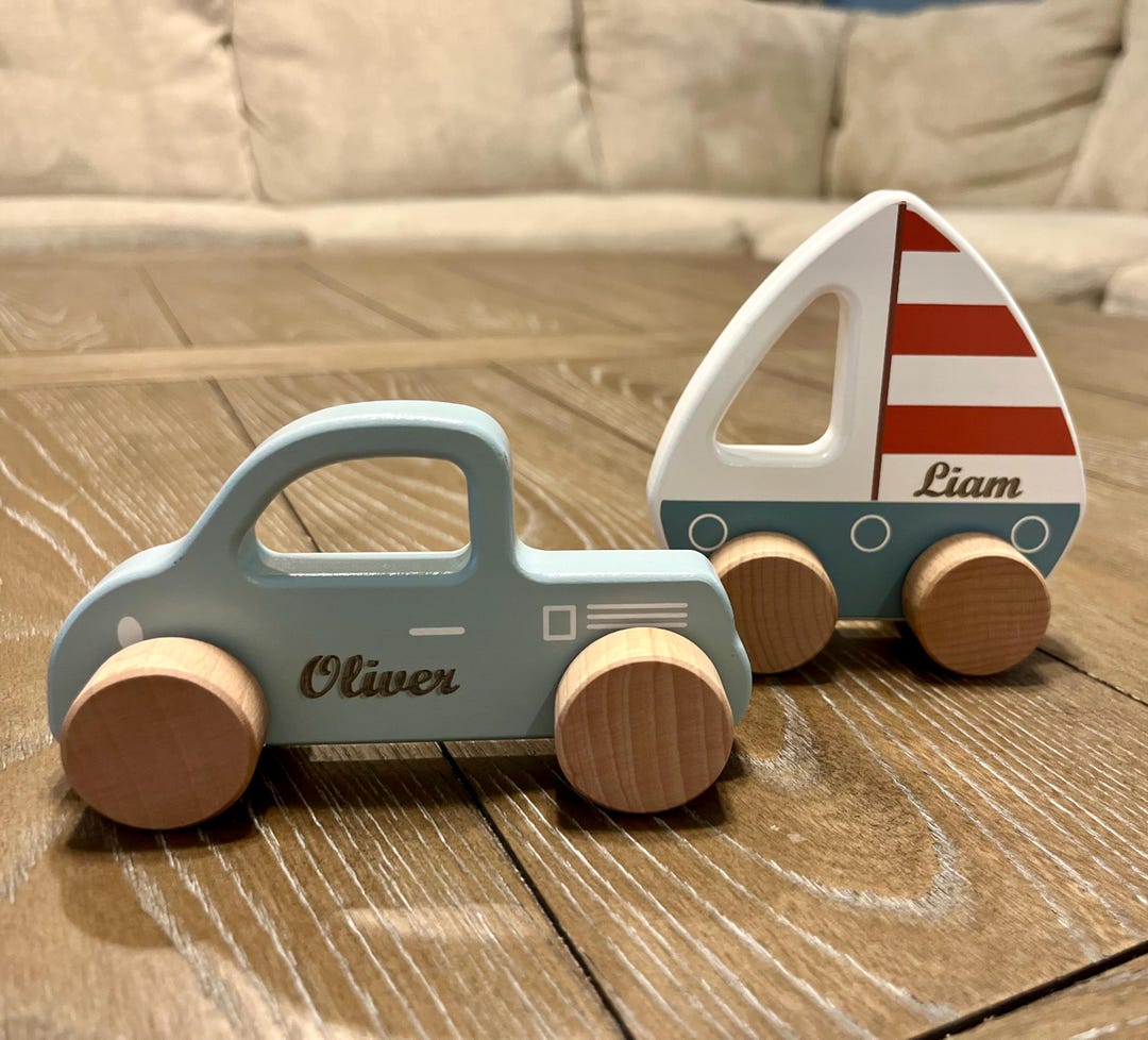 Personalized Wooden Toy Car for Toddlers, First Birthday Gift, Baby ...