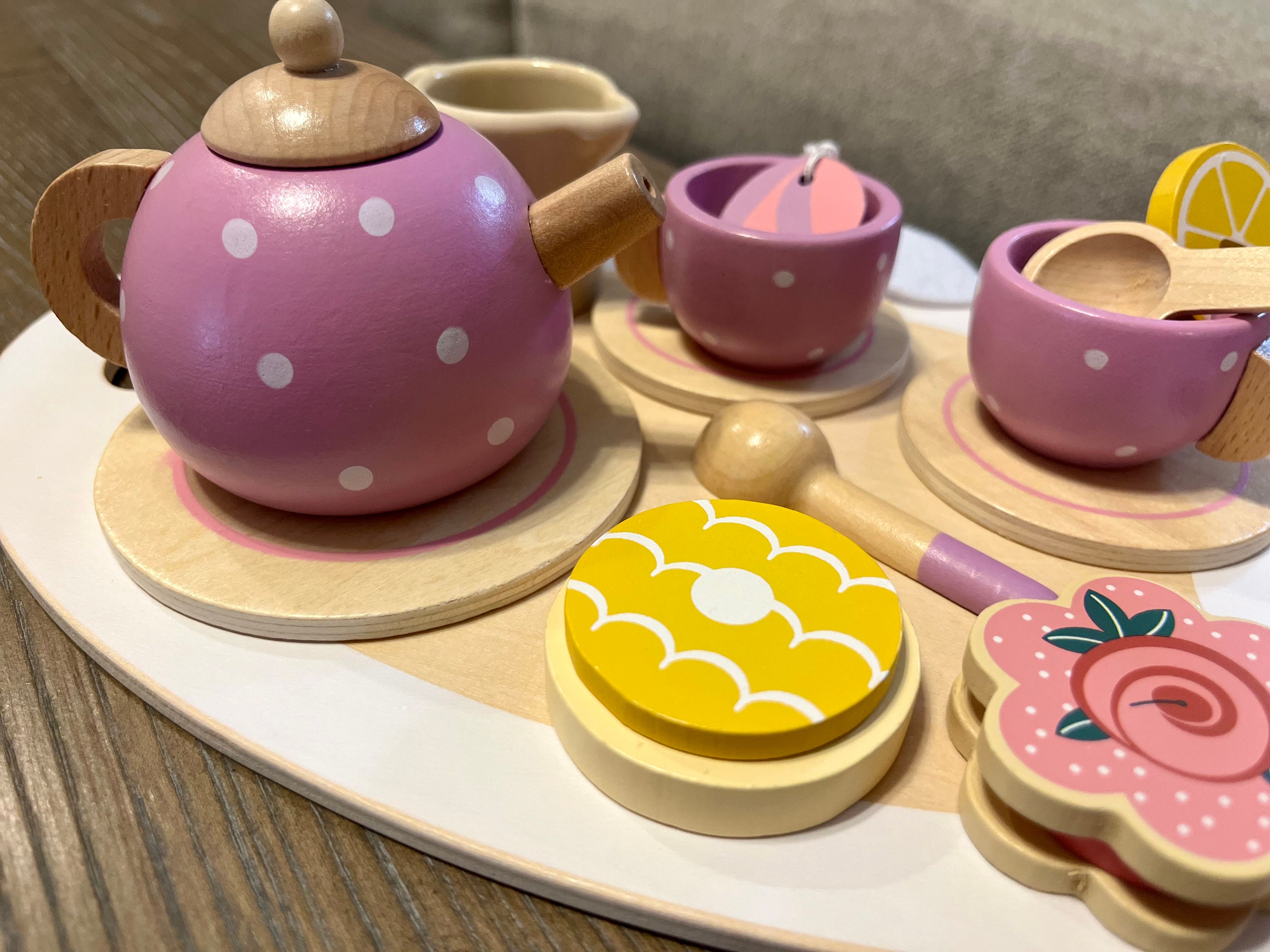 Personalized Wooden Tea Party Play Set, Custom Tea Set Toy for Toddlers ...