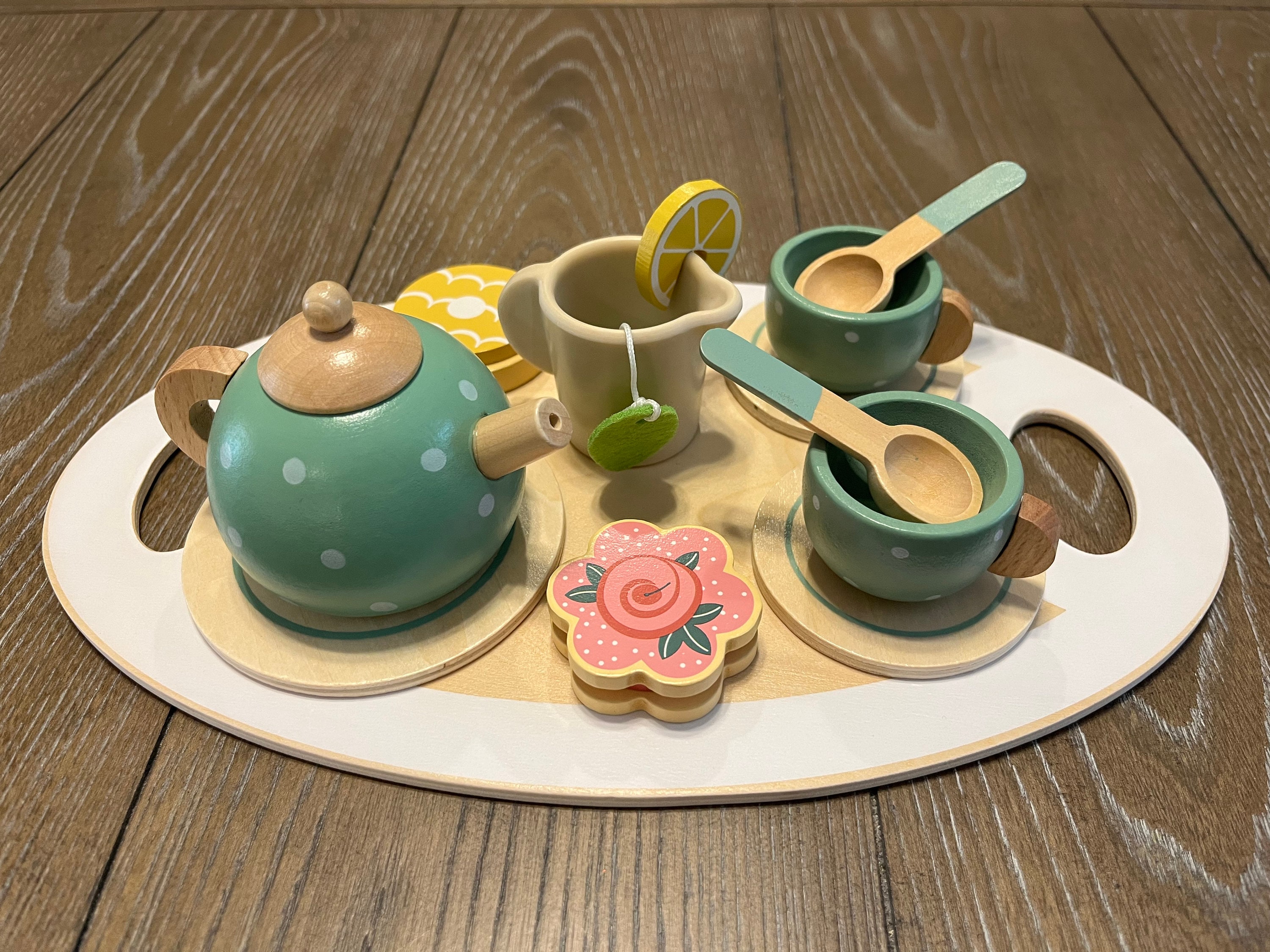 Personalized Wooden Tea Party Play Set, Custom Tea Set Toy, Gift for ...