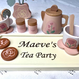 Personalized Wooden Tea Party Play Set, Custom Tea Set Toy, Gift for ...