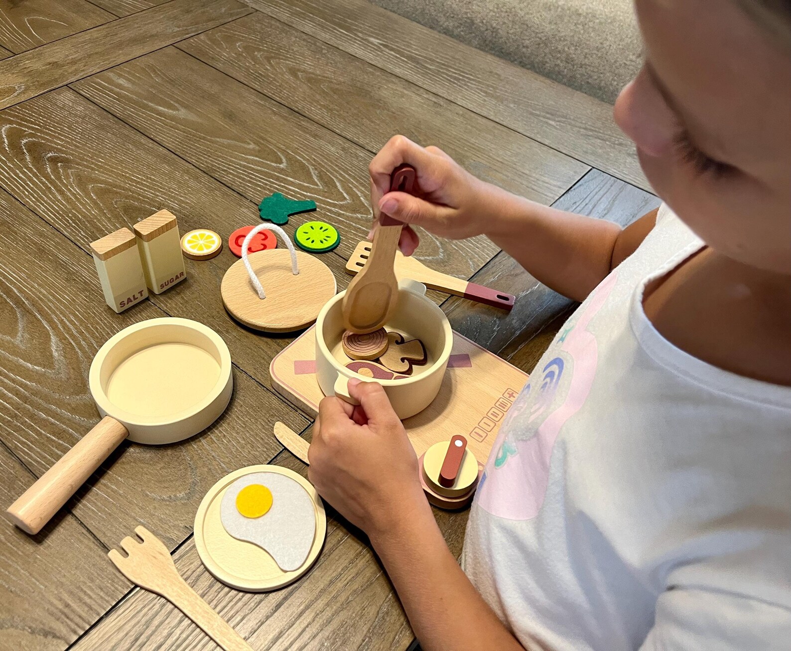Personalized Wooden Pretend Play Kitchen Dishes Set for Kids ...