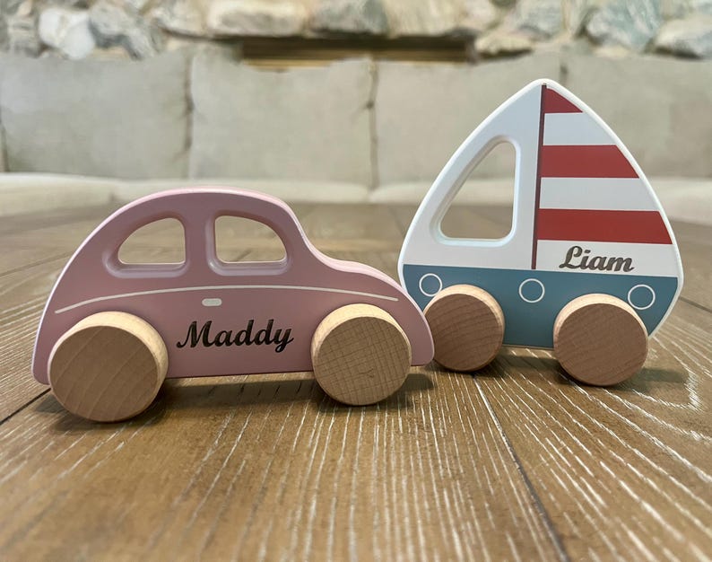 Personalized Wooden Toy Car for Toddlers, First Birthday Gift, Baby ...