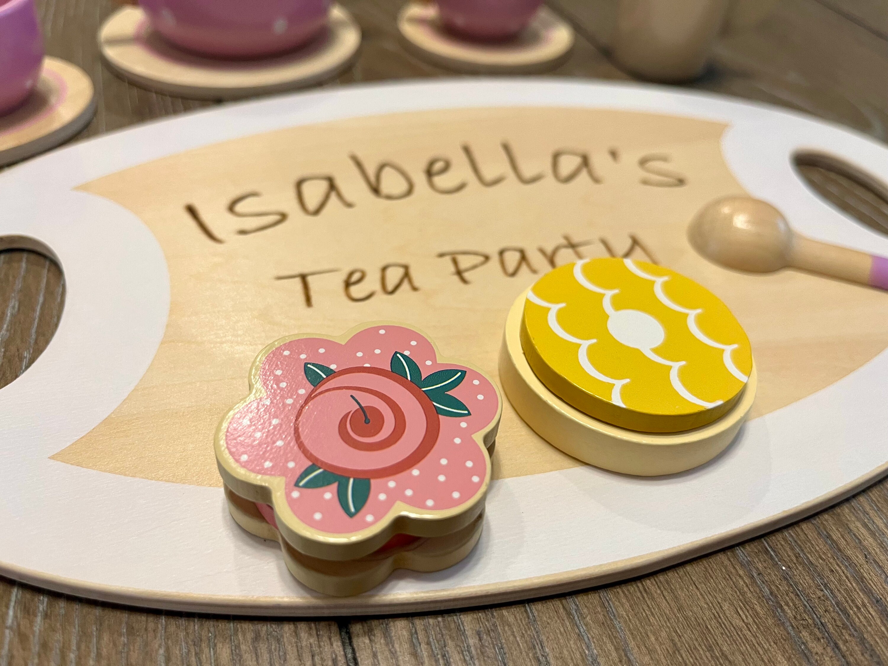 Personalized Wooden Tea Party Play Set, Custom Tea Set Toy for Toddlers ...