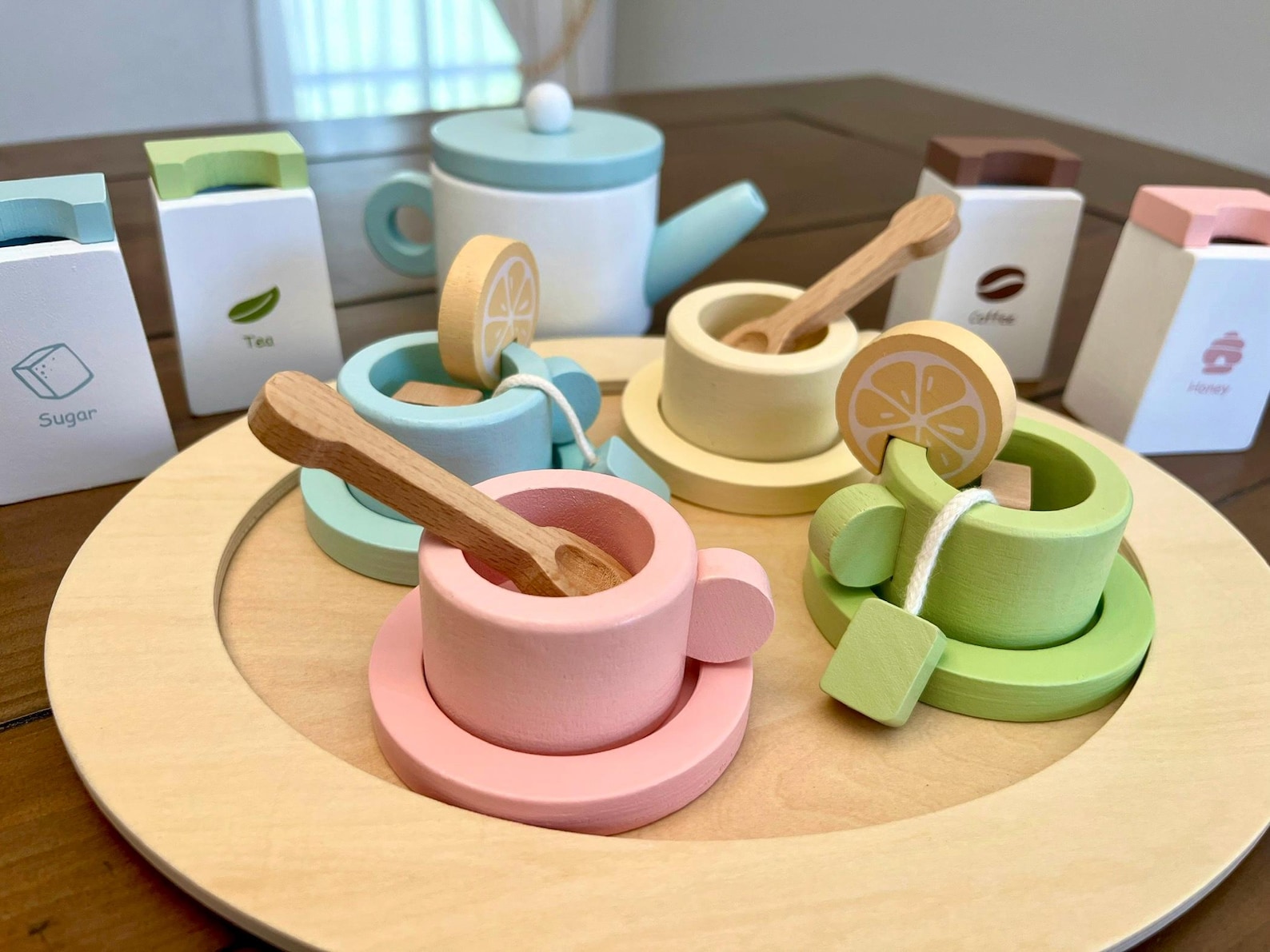 Personalized Wooden Afternoon Tea Play Set, Pretend Play, Pretend Tea ...