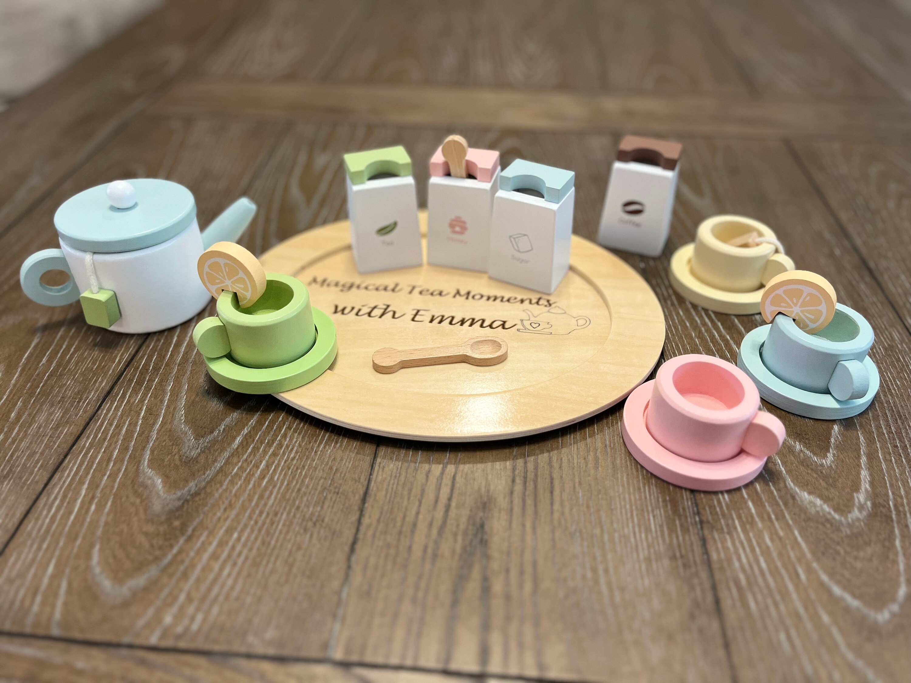 Personalized Wooden Afternoon Tea Play Set, Pretend Play, Pretend Tea ...