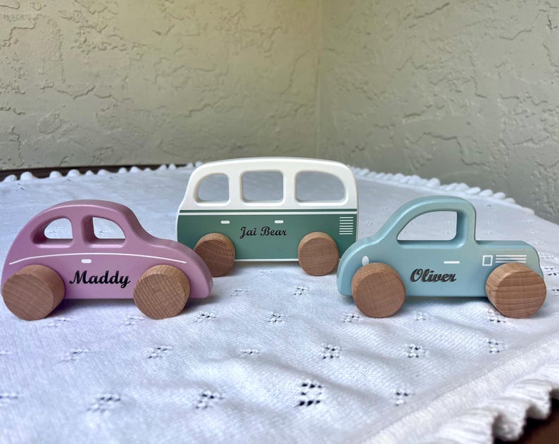 Personalized Wooden Toy Car for Toddlers, First Birthday Gift, Baby ...