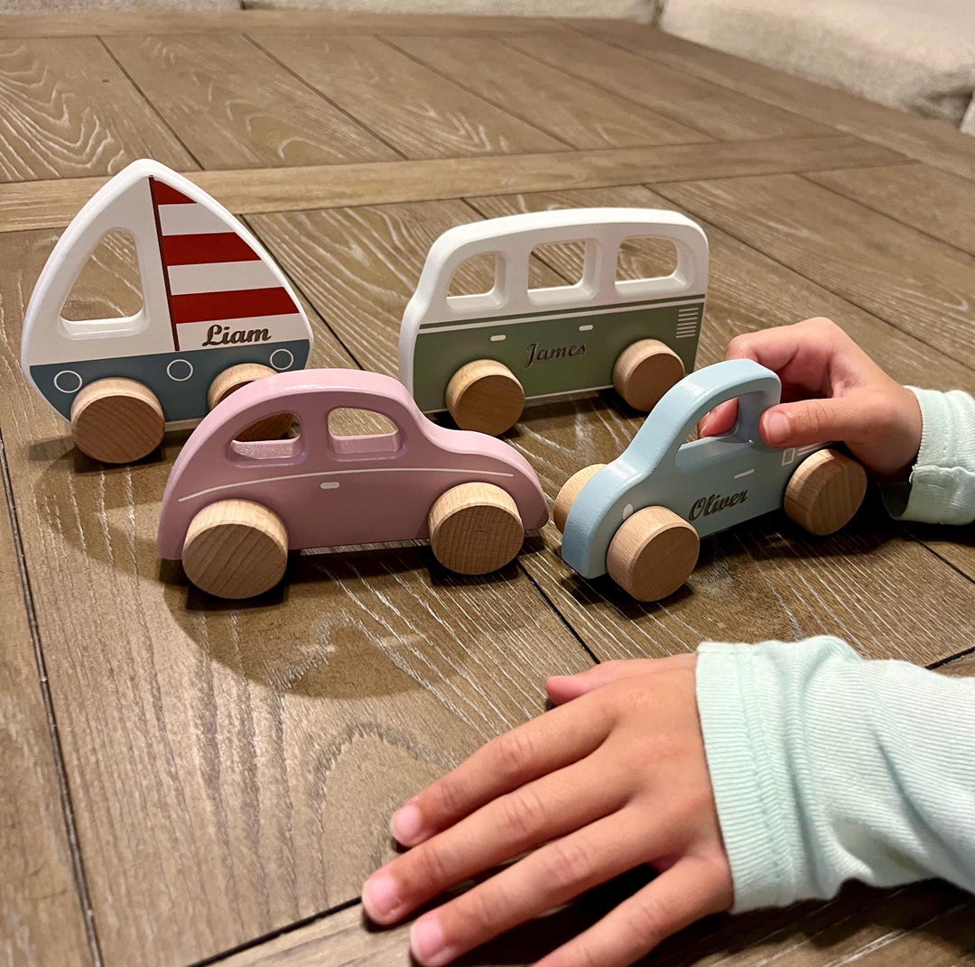 Personalized Wooden Toy Car for Toddlers, First Birthday Gift, Baby ...