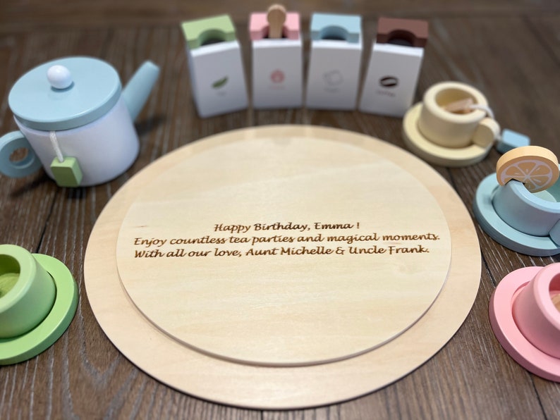 Personalized Wooden Afternoon Tea Play Set, Engraving, Pretend Tea ...