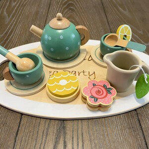 Personalized Wooden Tea Party Play Set, Custom Tea Set Toy, Gift for ...
